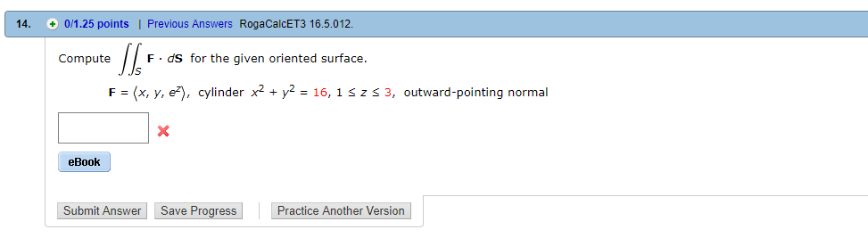 Solved 14. 0/1.25 points| Previous Answers RogaCalcET3 | Chegg.com