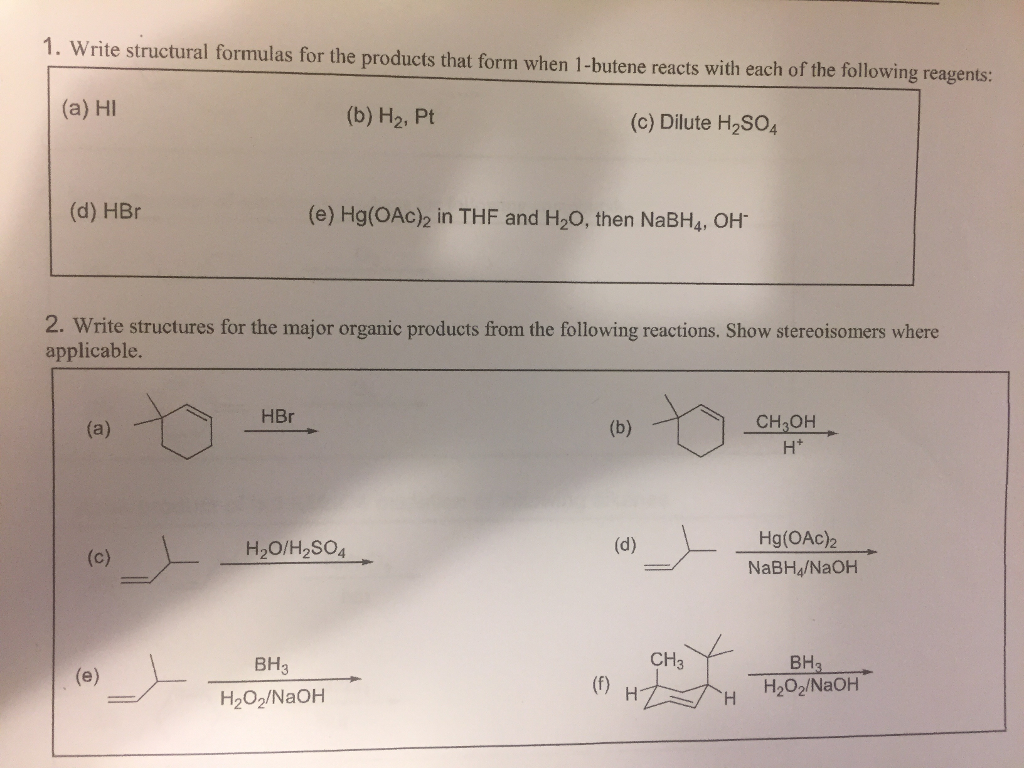 Solved Write structural formulas for the products that form | Chegg.com