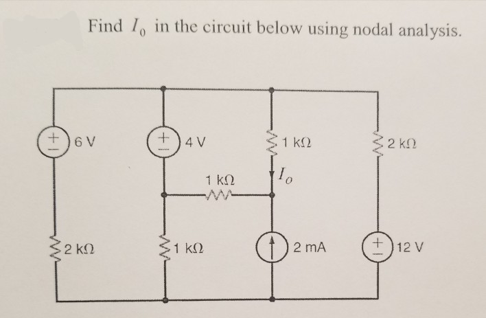 Solved Find lo in the circuit below using nodal analysis. 1 | Chegg.com