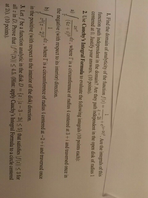 Solved 1 Find The Domain Of Analyticity Of The Function