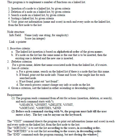 Solved This Program Is To Implement A Number Of Functions On