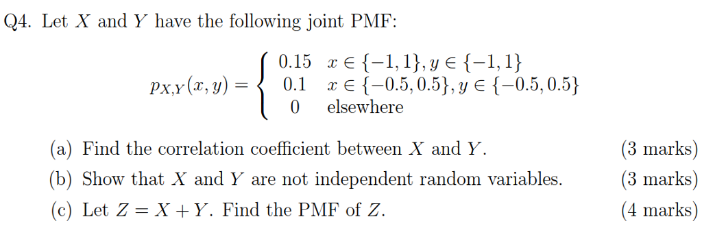 Solved Q4. Let X and Y have the following joint PMF: 0.15 | Chegg.com