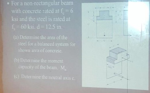 Solved For a non-rectangular beam with concrete rated at f_c | Chegg.com