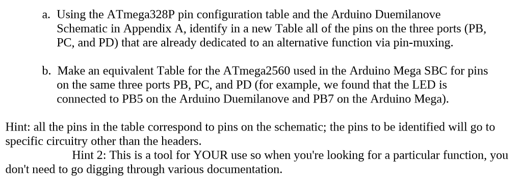 a) Using the ATmega328P pin configuration table and | Chegg.com