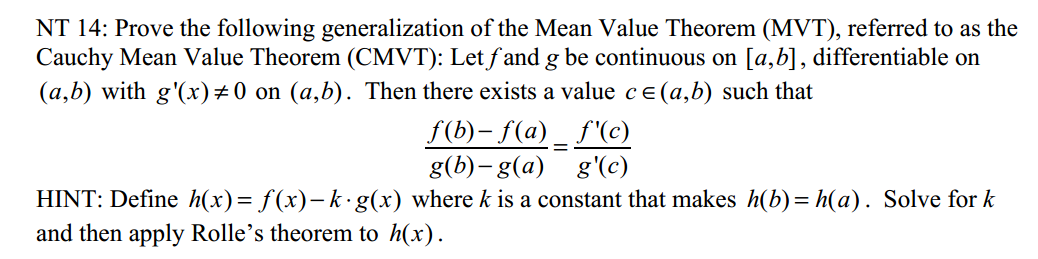 Solved Prove the following generalization of the Mean Value | Chegg.com