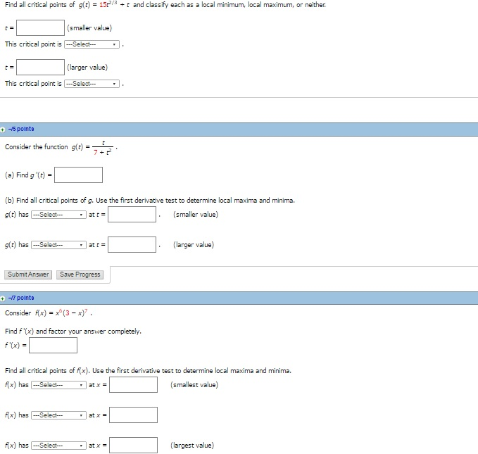 Solved Find all critical points of g(t) = 15t^2/3 + t and | Chegg.com