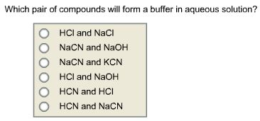 Solved Which pair of compounds will form a buffer in aqueous | Chegg.com