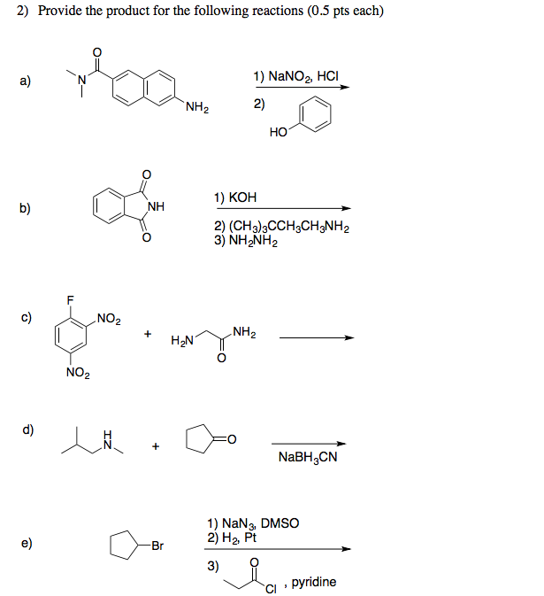 Solved Provide the product for the following reactions | Chegg.com