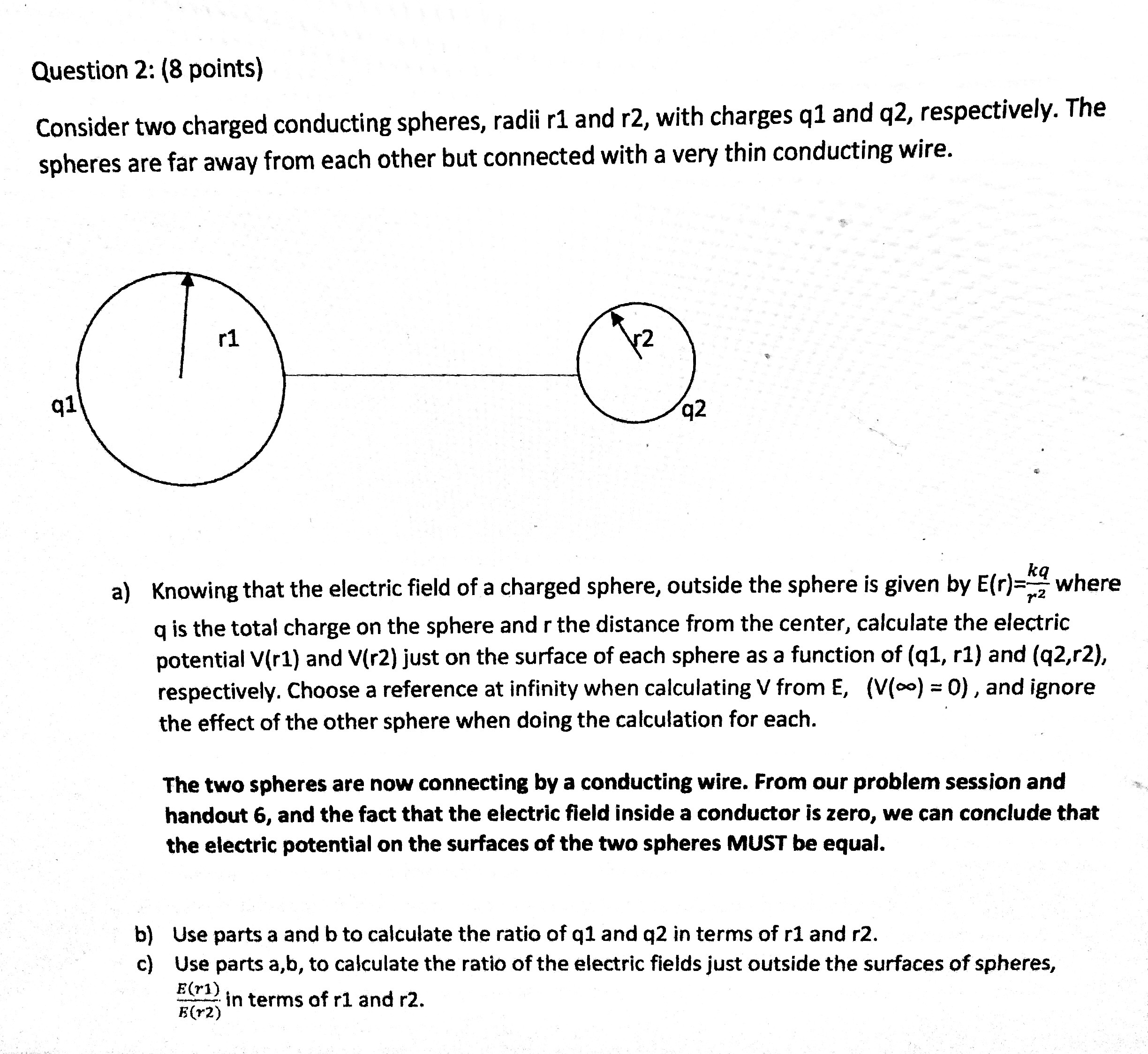 Solved Consider Two Charged Conducting Spheres Radii R 1 Chegg Solved Consider Two Charged Conducting Spheres Radii R 1 Chegg