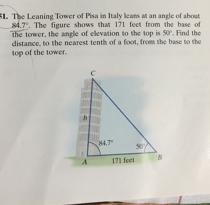 Solved The Leaning Tower of Pisa in Italy leans at an angle | Chegg.com