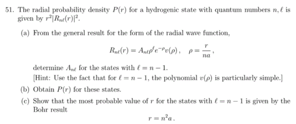 Solved The radial probability density P(r) for a hydrogenic | Chegg.com