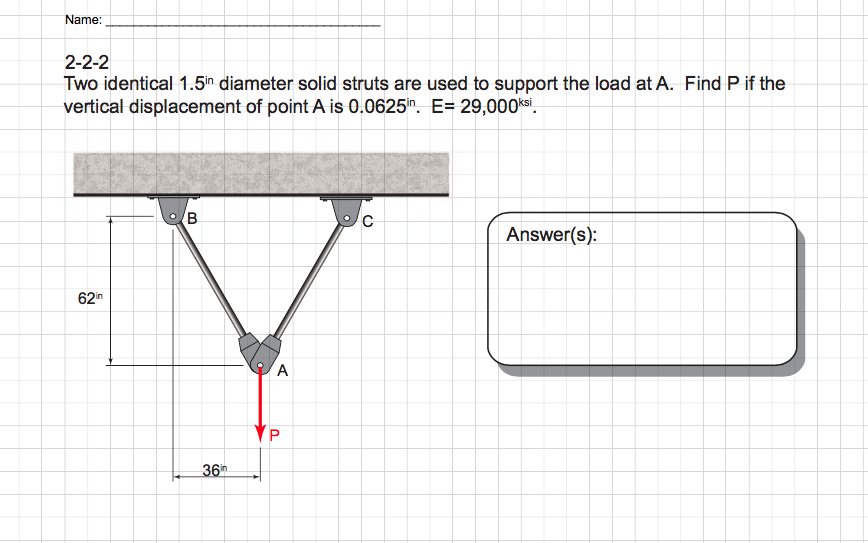 Solved 2-2-2 Two identical 1.5^in diameter solid struts are | Chegg.com