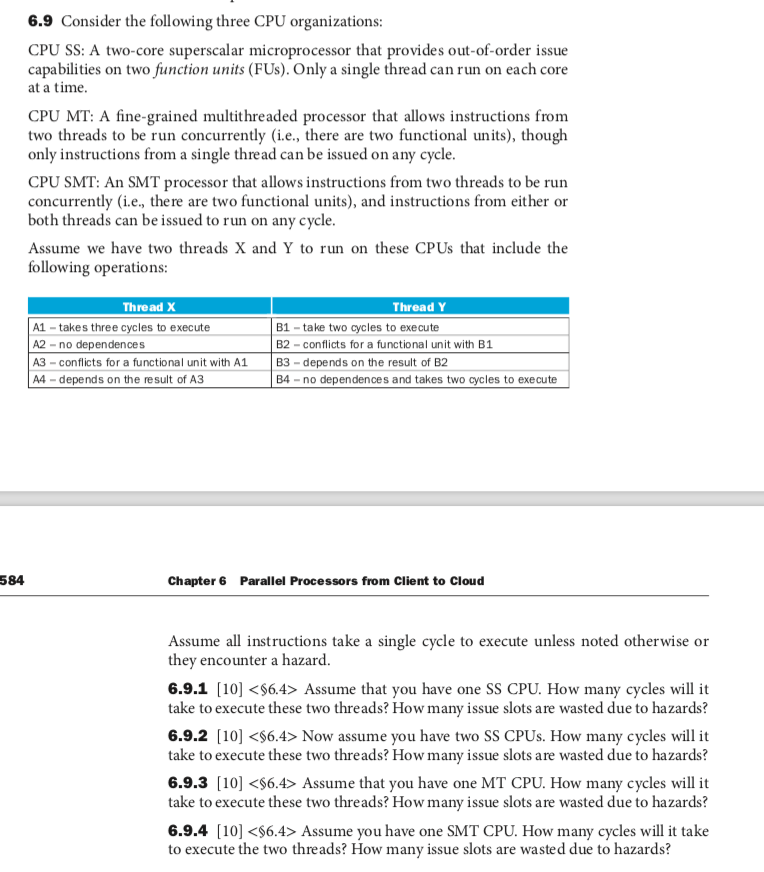 6.9 Consider the following three CPU organizations: | Chegg.com