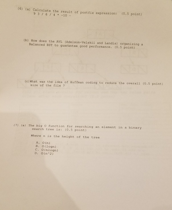 Solved (6) (a) Calculate the result of postfix expression: | Chegg.com