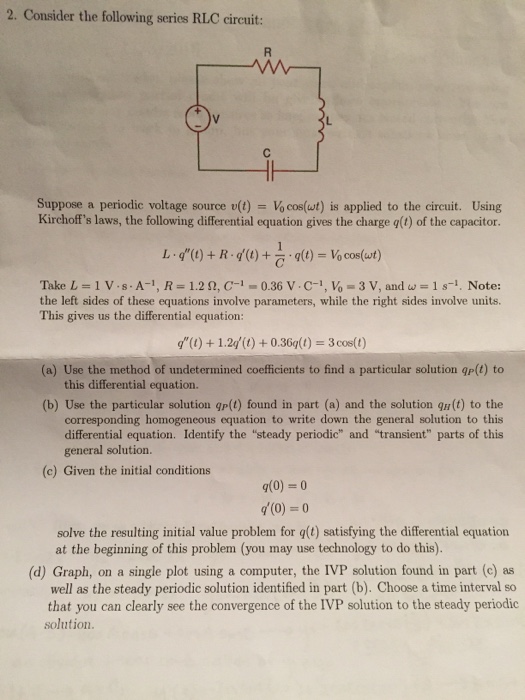 Solved Consider the following series RLC circuit: Suppose a | Chegg.com