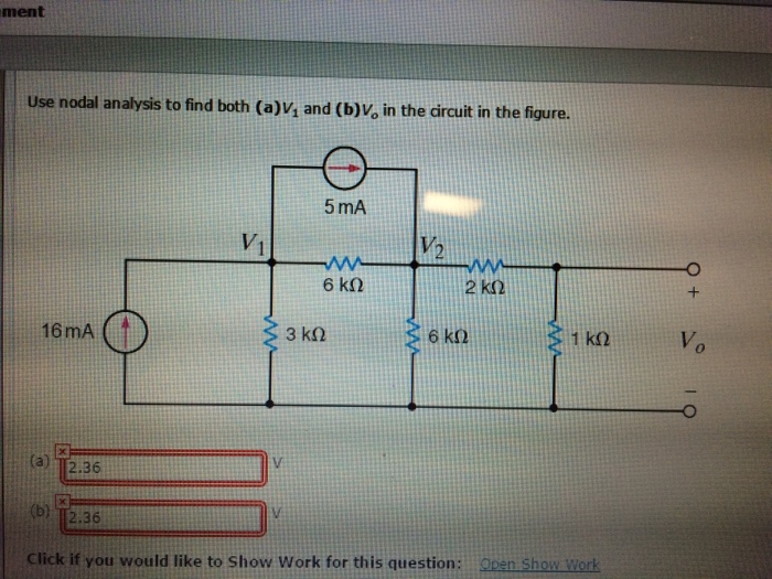Solved Use nodal analysis to find both (a)V_1 and (b)V_0 in | Chegg.com