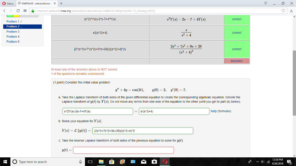Solved O Menu WeBWorK : uatuscaloosa- X + ? 88 | Chegg.com