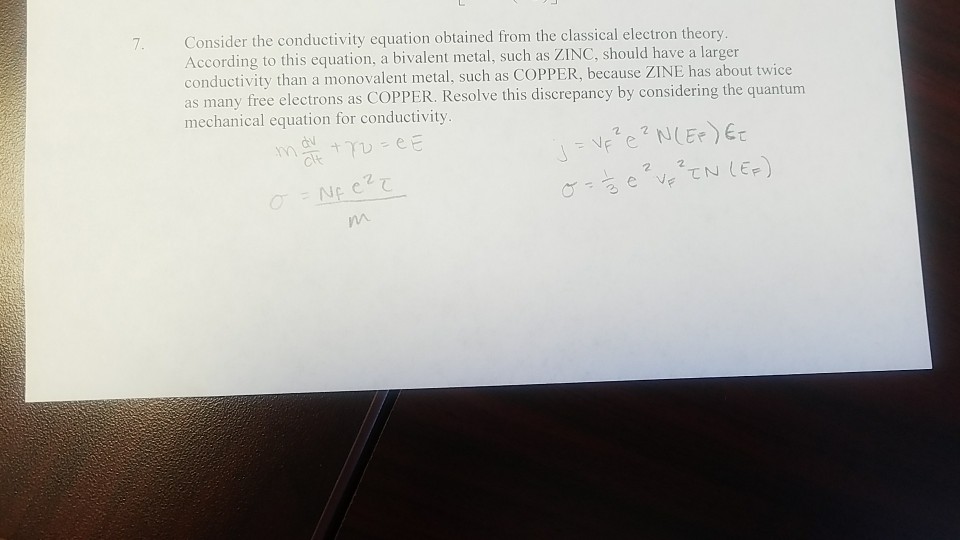 Solved 7. Consider the conductivity equation obtained from | Chegg.com