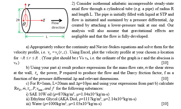 Solved 2) Consider isothermal adiabatic incompressible | Chegg.com