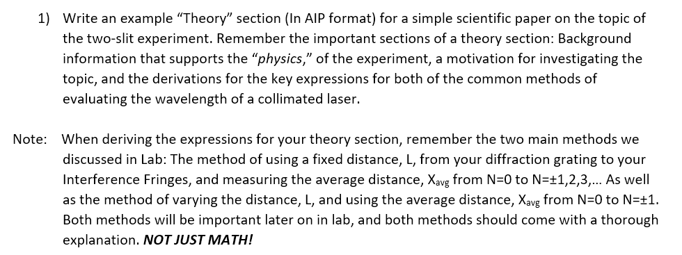 Solved 1) Write an example "Theory" section (In AlP format) | Chegg.com