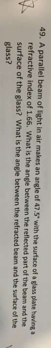 Solved A parallel beam of light in air makes an angle of | Chegg.com