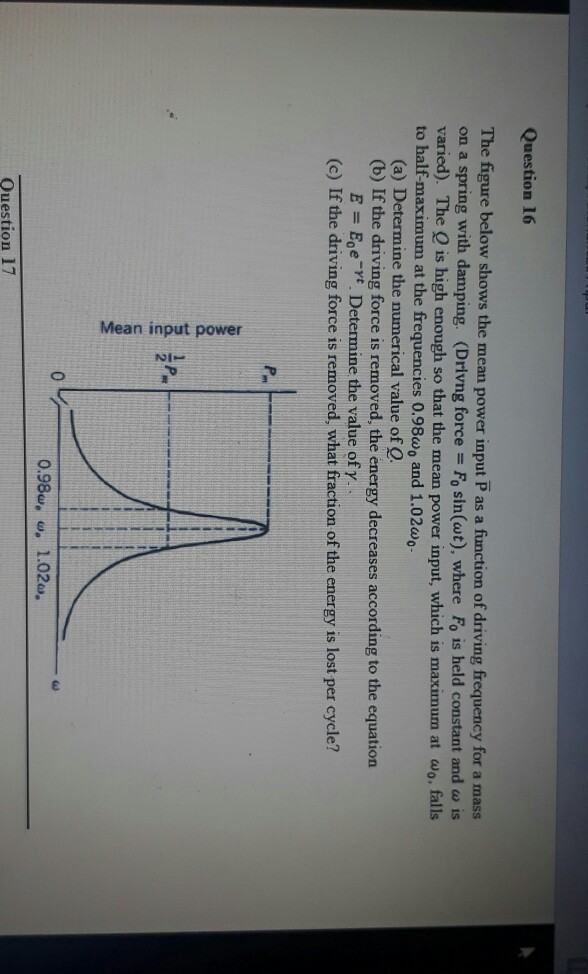 Solved Question 16 The figure below shows the mean power | Chegg.com