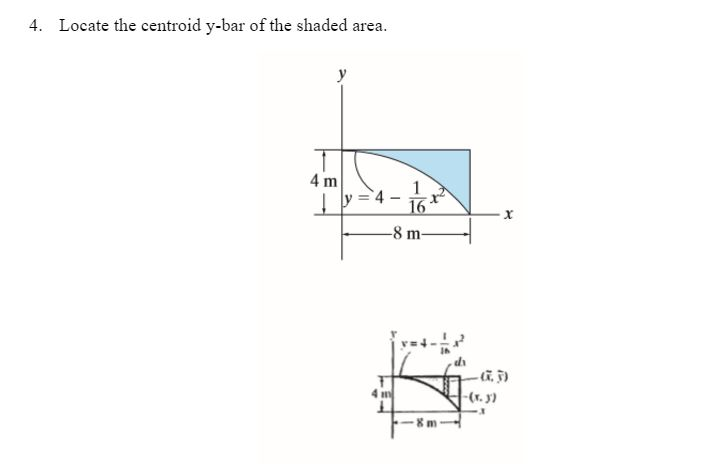 Solved Locate the centroid y-bar of the shaded area. | Chegg.com