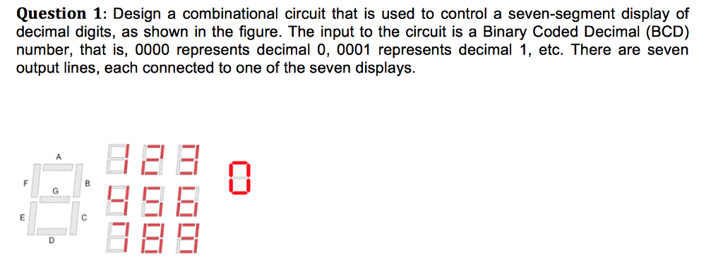 Solved Question 1: Design a combinational circuit that is | Chegg.com