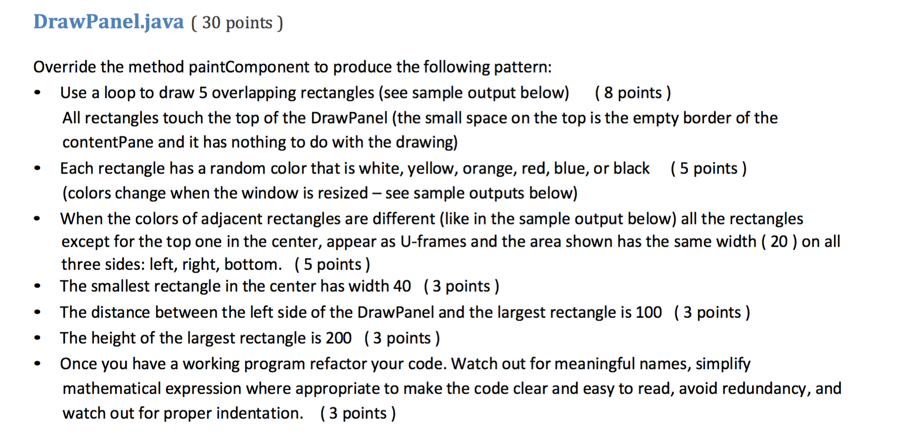 Solved DrawPanel.java (30 points) Override the method | Chegg.com