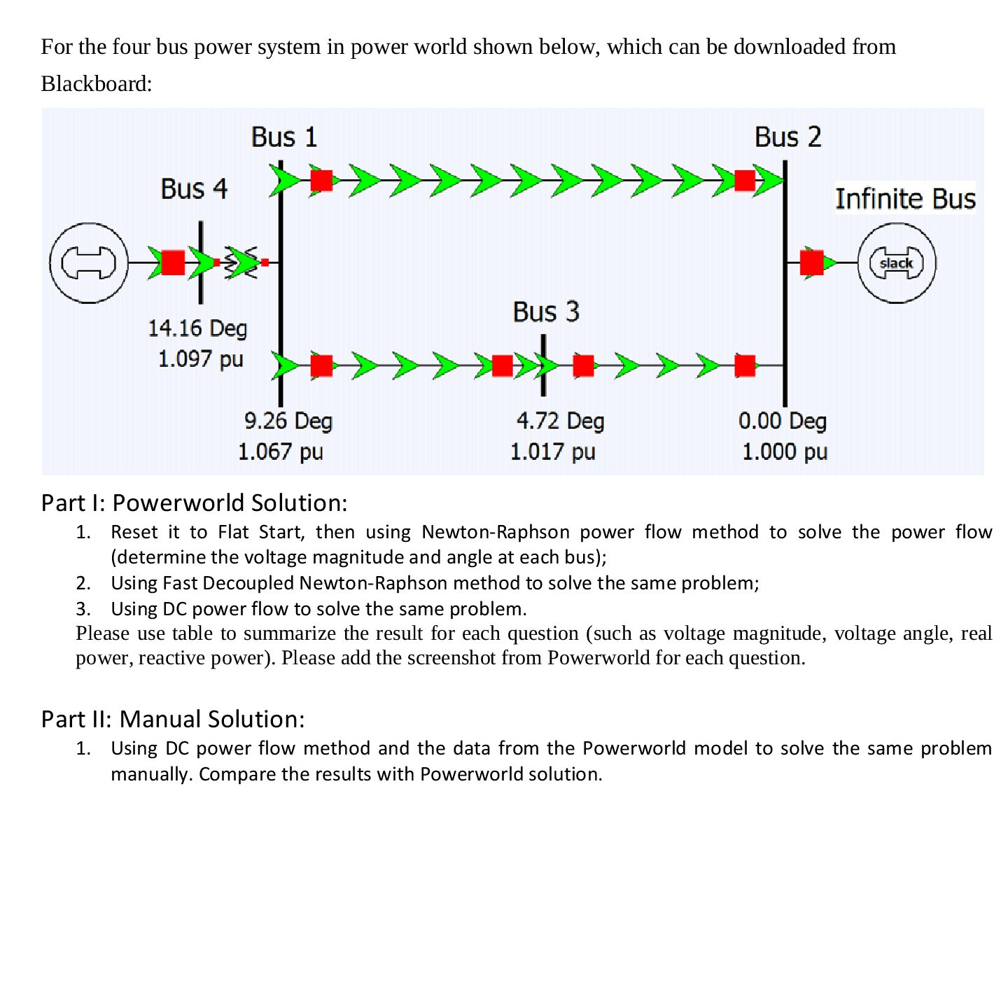 For the four bus power system in power world shown | Chegg.com