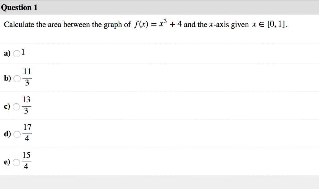 Solved Calculate the area between the graph of f(x) = x^3 +4 | Chegg.com
