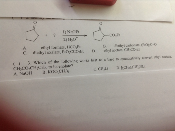Solved Which of the following works best as a base to | Chegg.com