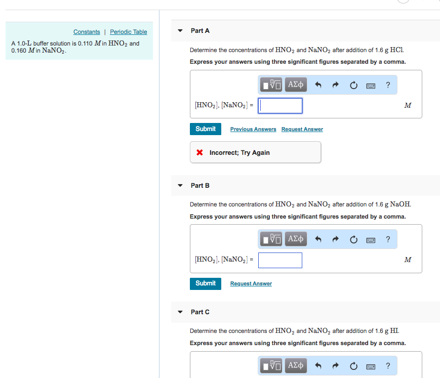 Solved Constants| Periodic Table Part A A 1.0-L buffer | Chegg.com