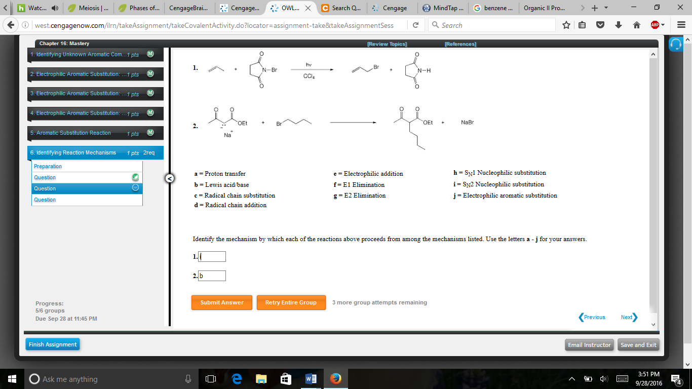 Solved Identify the mechanism by which each of the reactions | Chegg.com