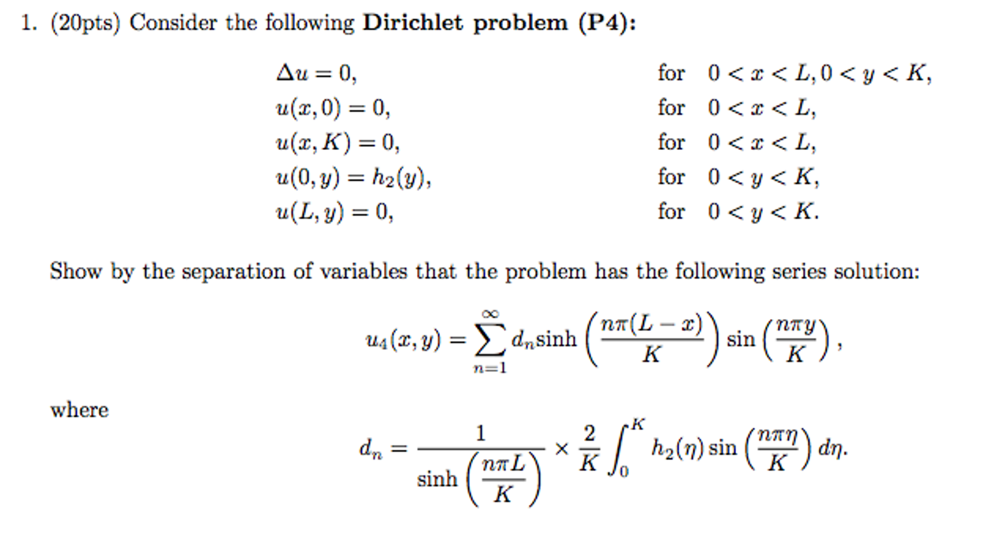 Consider the following Dirichlet problem (P4): Delta | Chegg.com