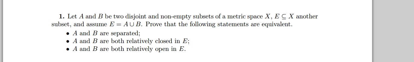 Solved 1 Let A And B Be Two Disjoint And Non Empty Subsets