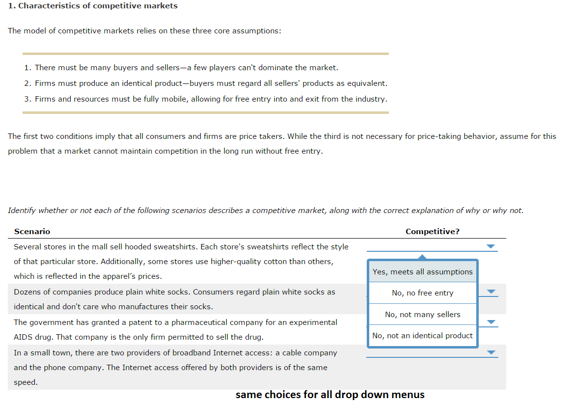 Solved 1. Characteristics of competitive markets The model | Chegg.com Solved 1. Characteristics of competitive markets The model | Chegg.com