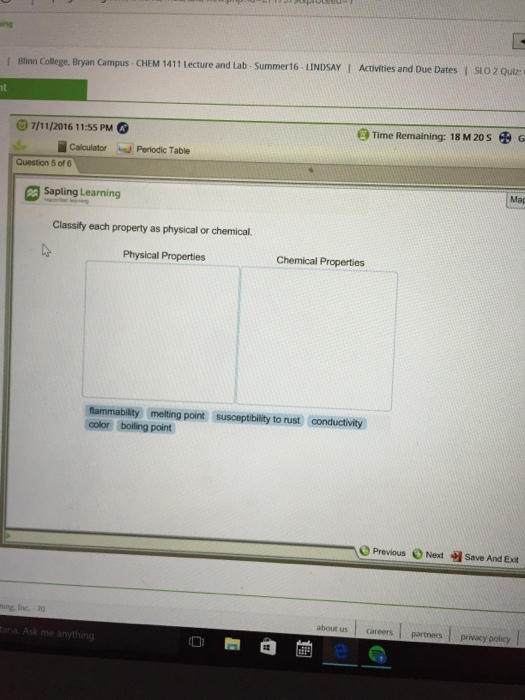 Solved classify each property as physical or chemical | Chegg.com