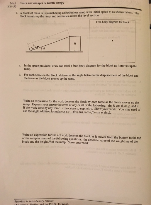 Solved A block of mass m is launched up a frictionless ramp | Chegg.com
