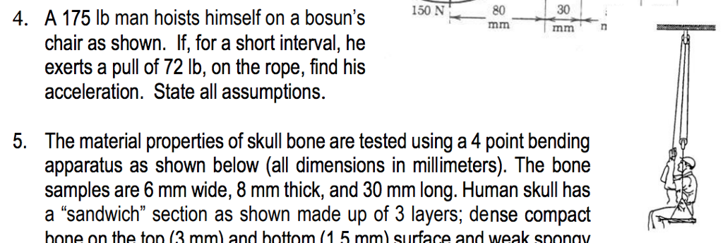 Solved mm | mm 4. A 175 lb man hoists himself on a bosun's | Chegg.com