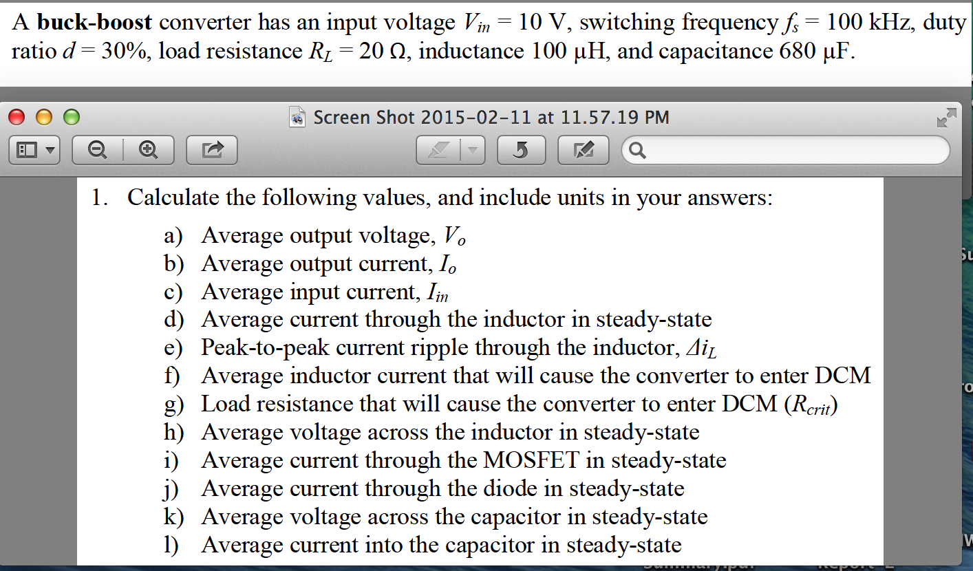 Solved A buck-boost converter has an input voltage Vm = 10V, | Chegg.com