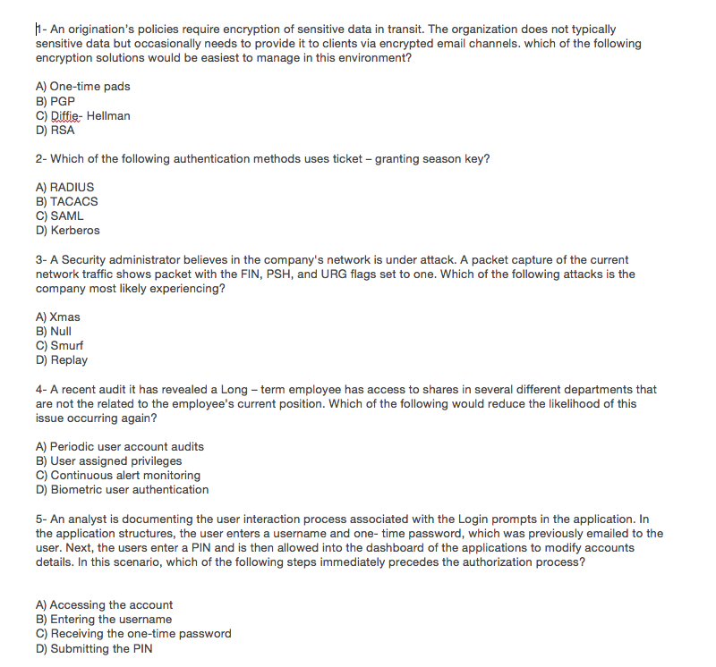 Solved -An origination's policies require encryption of | Chegg.com