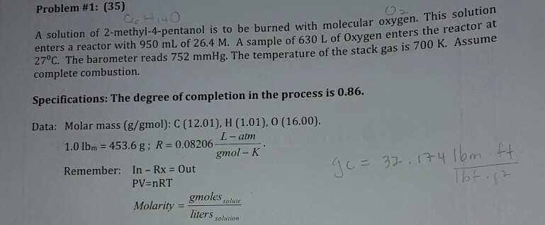 Solved Problem #1: (35) olution A solution of | Chegg.com