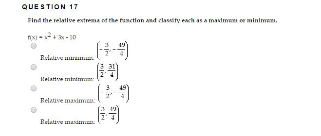 Solved Find the relative extrema of the function and | Chegg.com