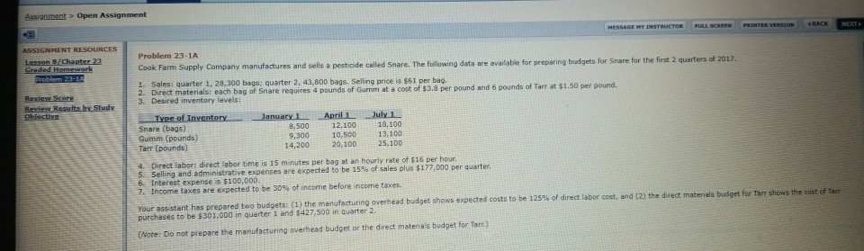Solved Assignment Open Assignment PURL SCHEEN Problem 23-1A | Chegg.com