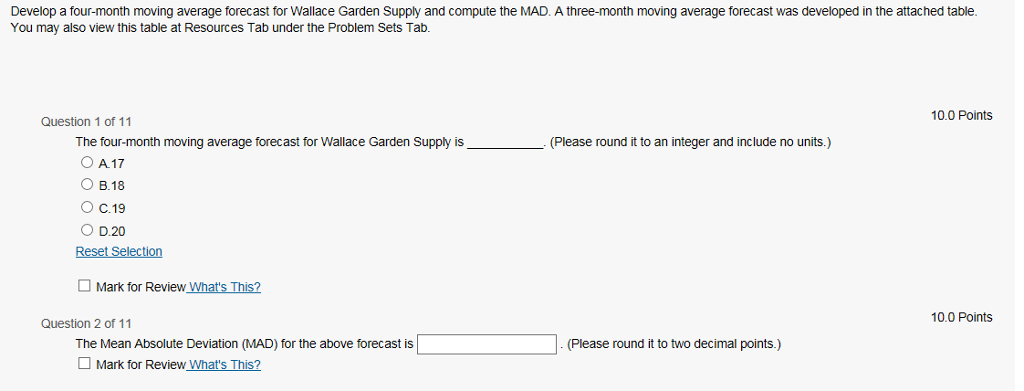Solved This is a table to show how to calculate a | Chegg.com
