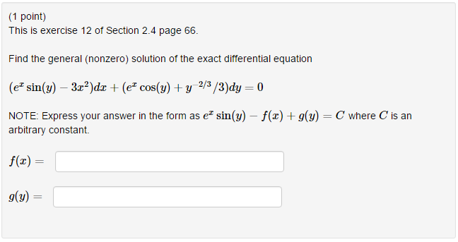 Solved Find the general (nonzero) solution of the exact | Chegg.com
