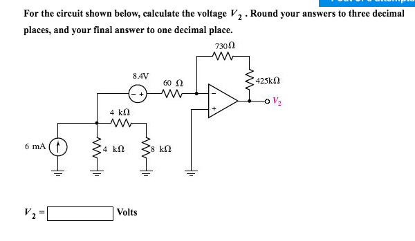 Solved For the circuit shown below, calculate the voltage V2 | Chegg.com