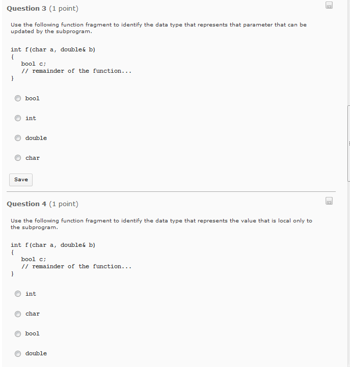 Solved Question 3 (1 point) Use the following function | Chegg.com