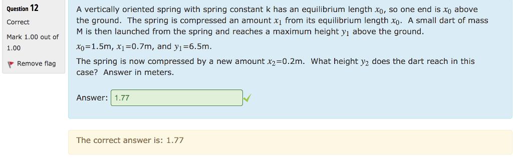 Solved Question 12 A Vertically Oriented Spring With Spring 8599